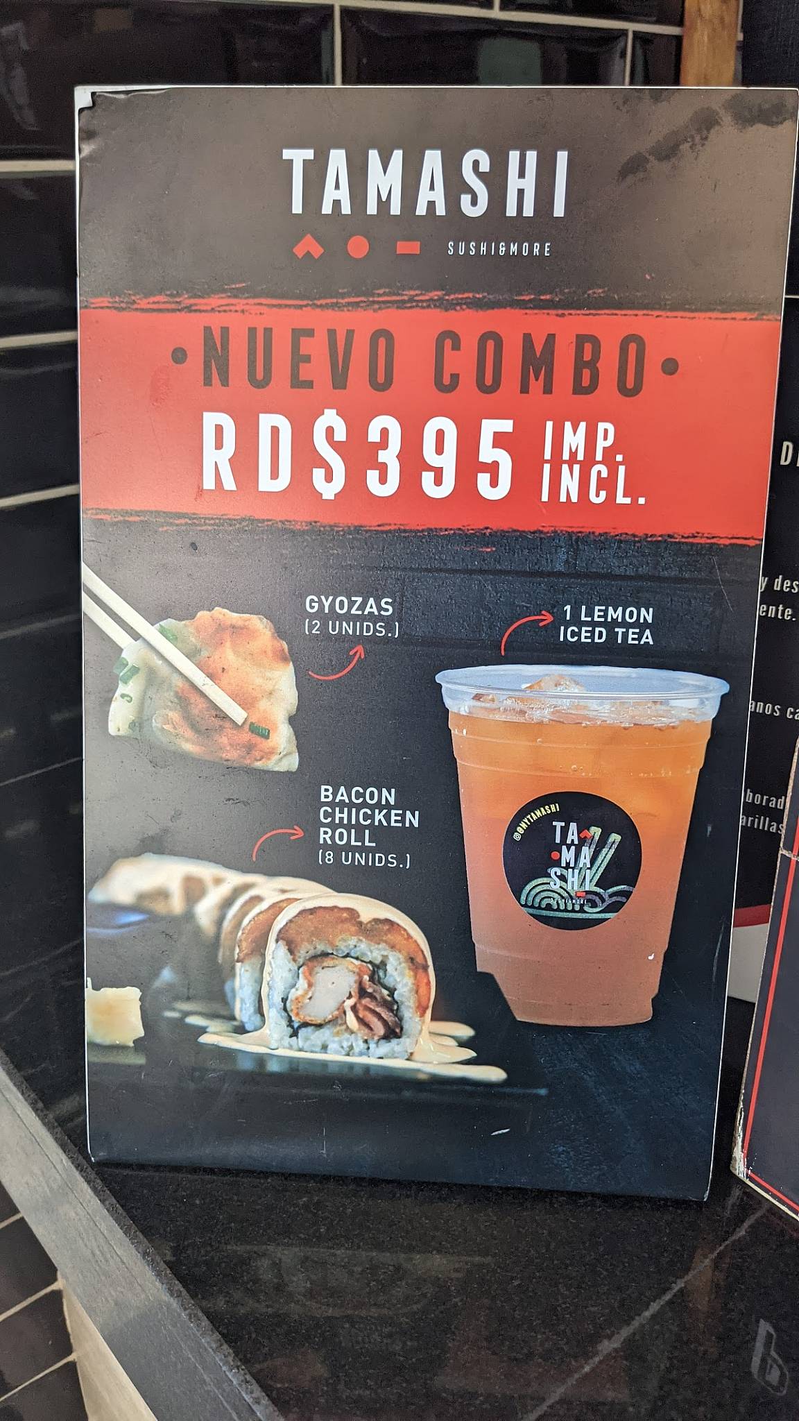 Carta del restaurante Tamashi, Santo Domingo, C. César A. Canó 283