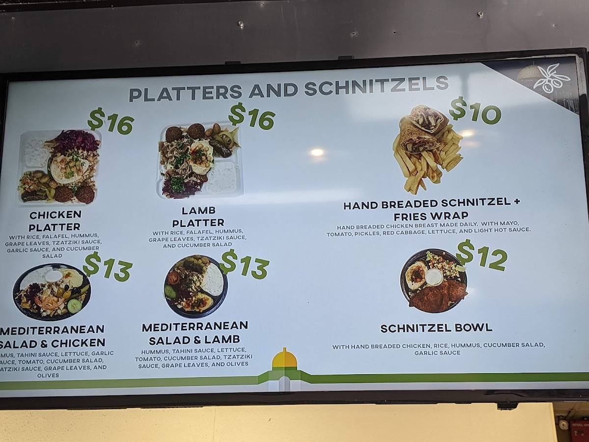 Menu at Taste of Jerusalem restaurant, Fairborn