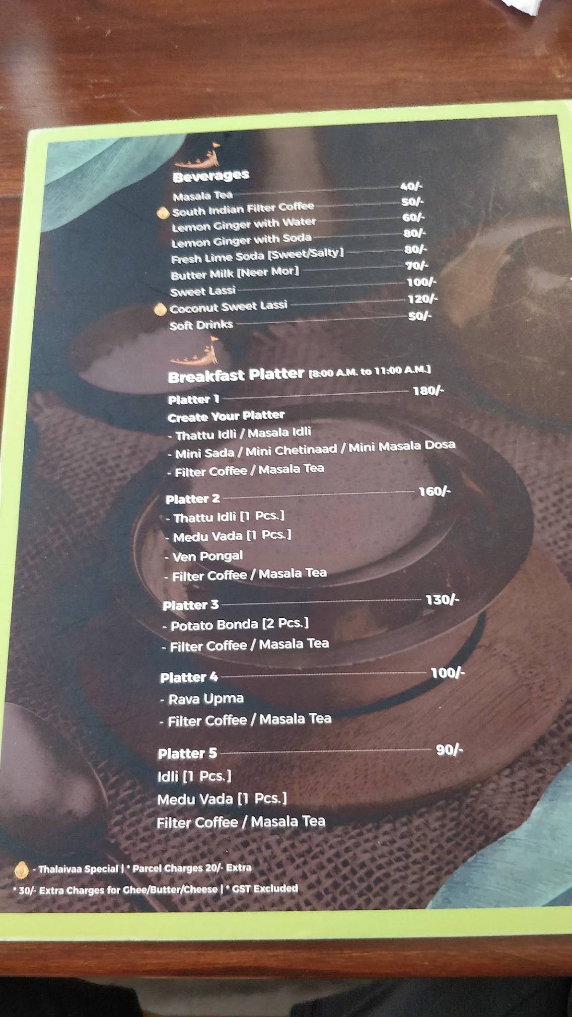 Menu at Thalaivaa South Indian Restaurant, Surat, LG/7-8-21