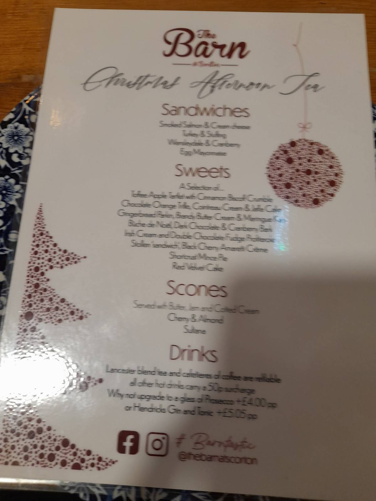 Menu at The Barn at Scorton, Garstang, The Square Scorton Near