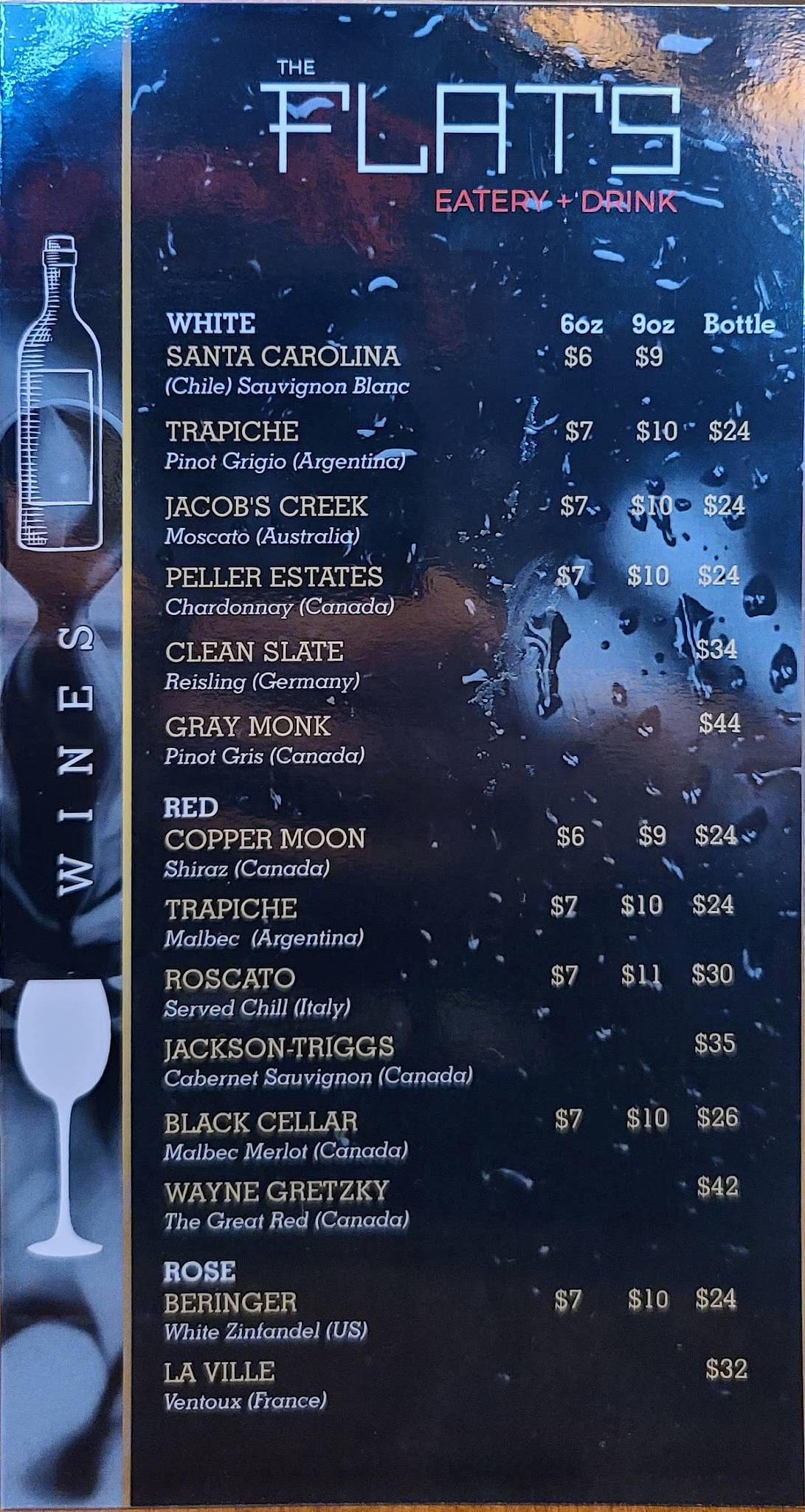 Menu at The Flats Eatery + Drink restaurant, Regina