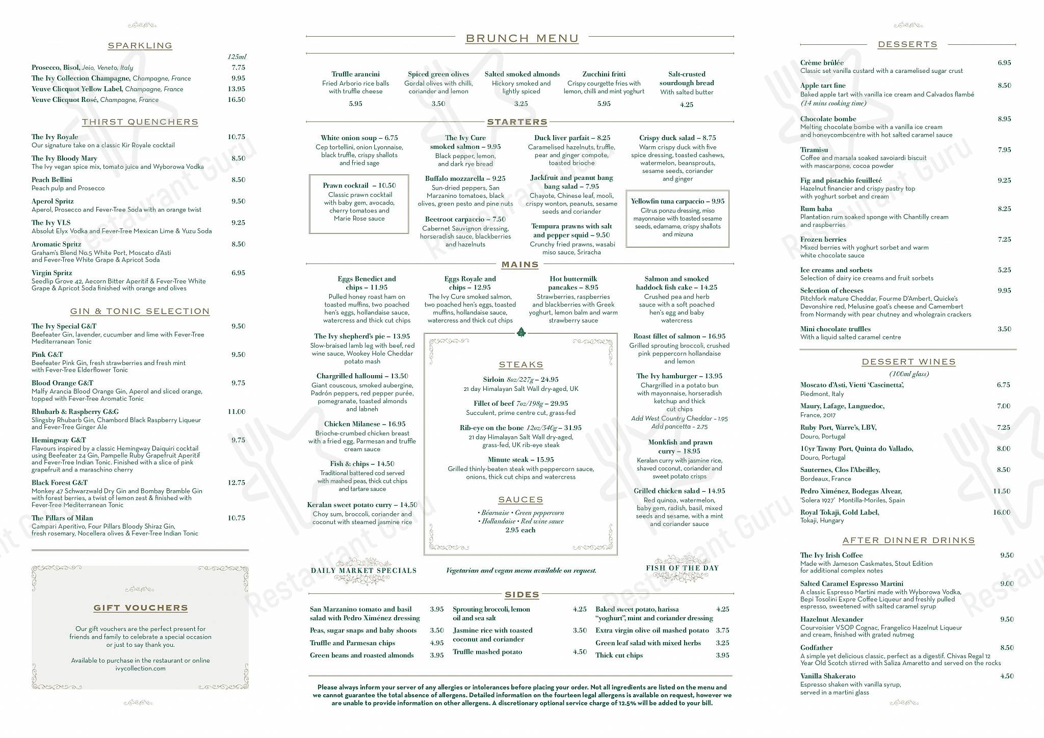 Menu at The Ivy St Albans Brasserie restaurant, St Albans
