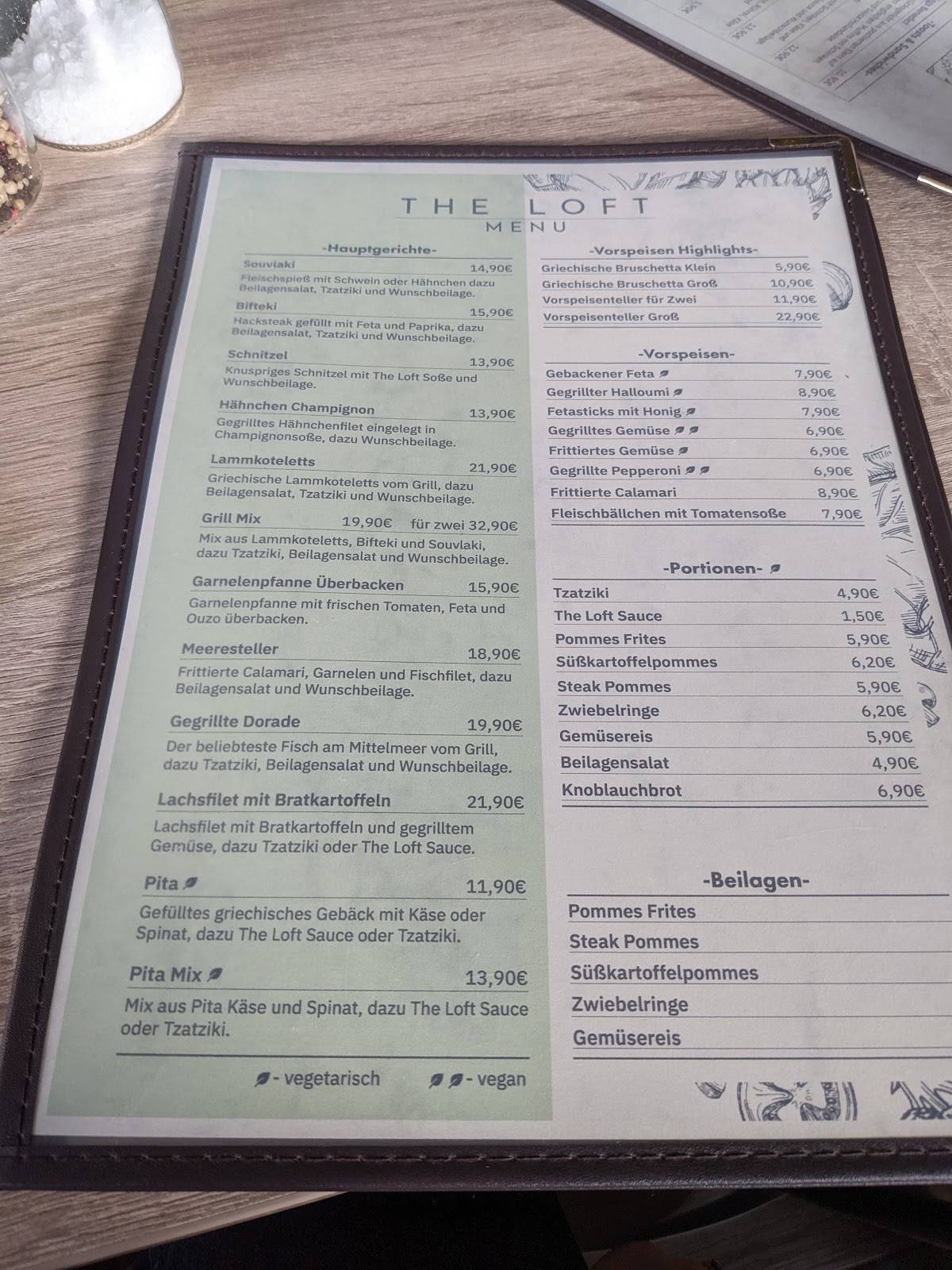 Speisekarte von The Loft Restaurant & Bar, Dresden