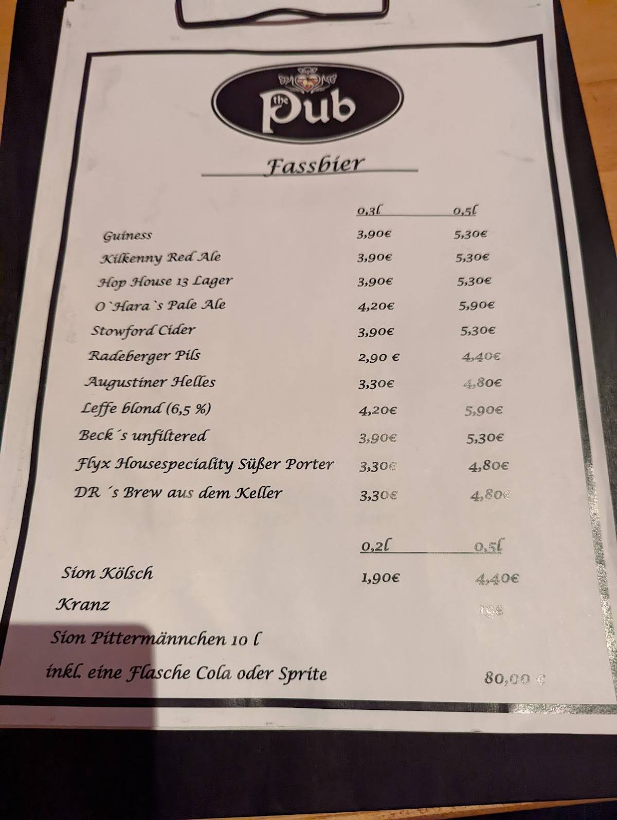 Speisekarte von The Pub Bonn, Bonn