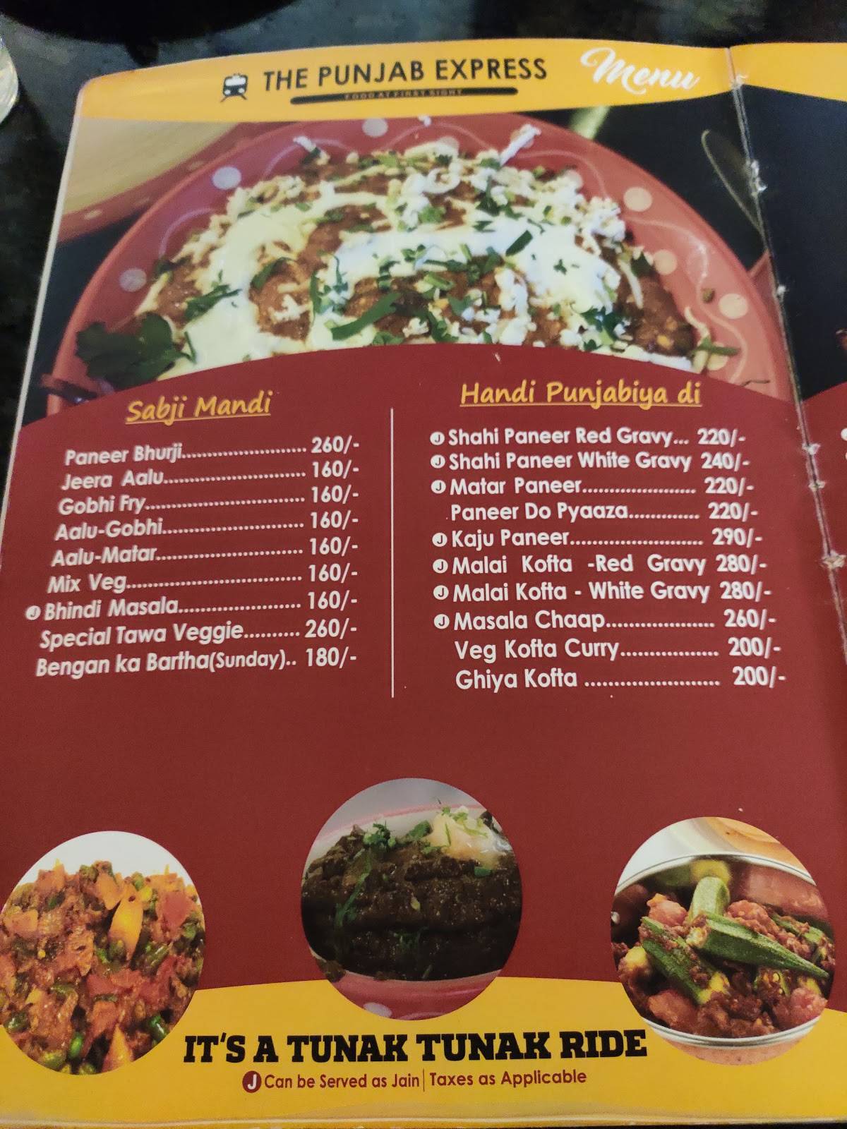 Menu at The Punjab Express, Coimbatore