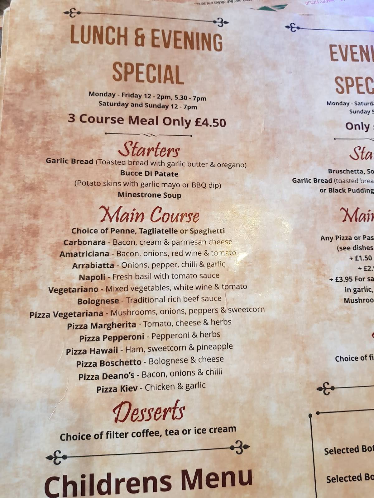 Menu at The village italian kitchen restaurant, Newcastle upon Tyne, 31 ...