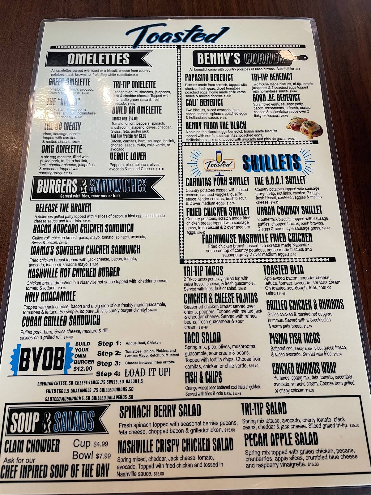 Menu at Toasted restaurant, Bakersfield