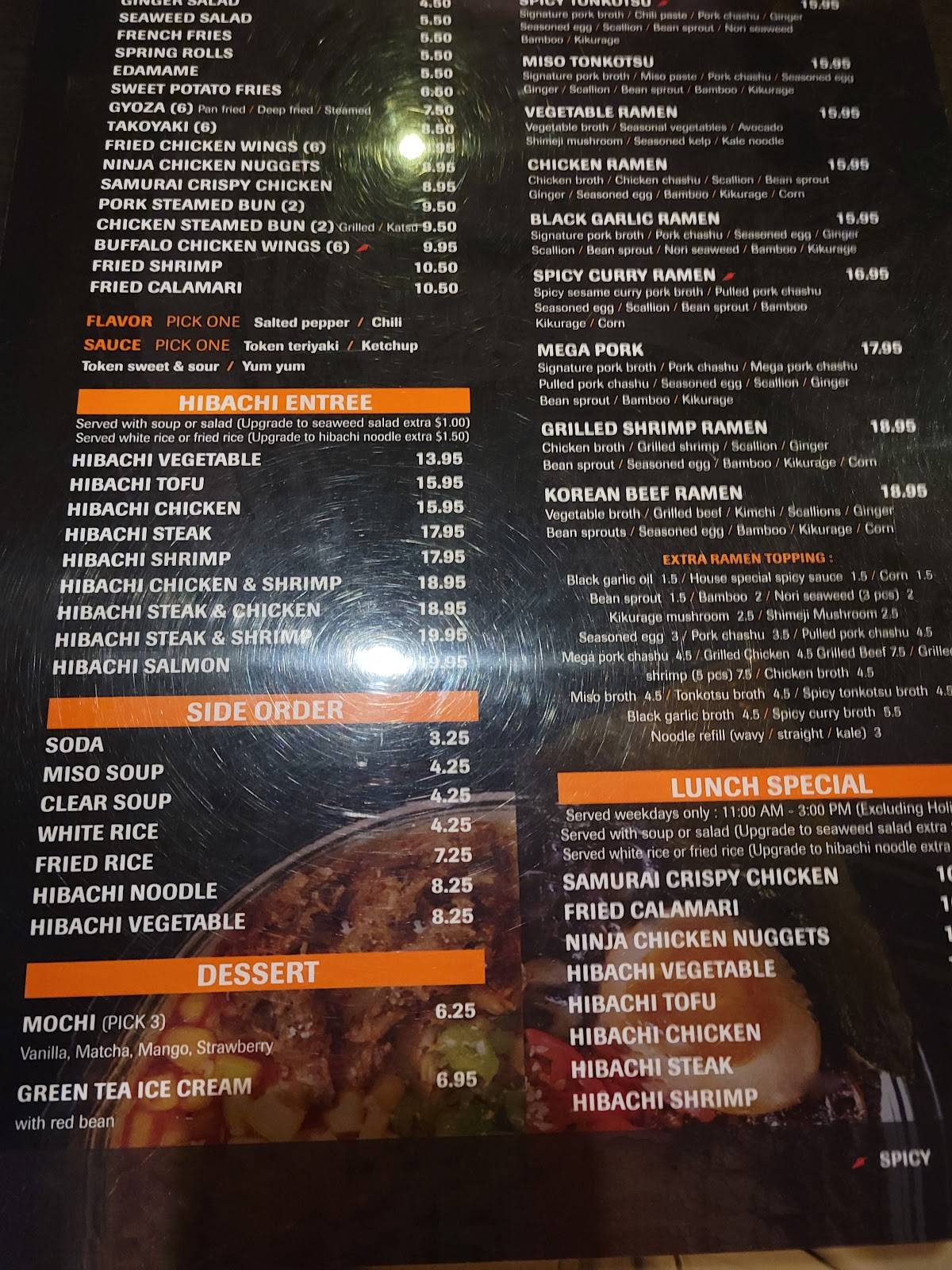 Menu at Token Ramen & Kung Fu Tea restaurant, Riverview