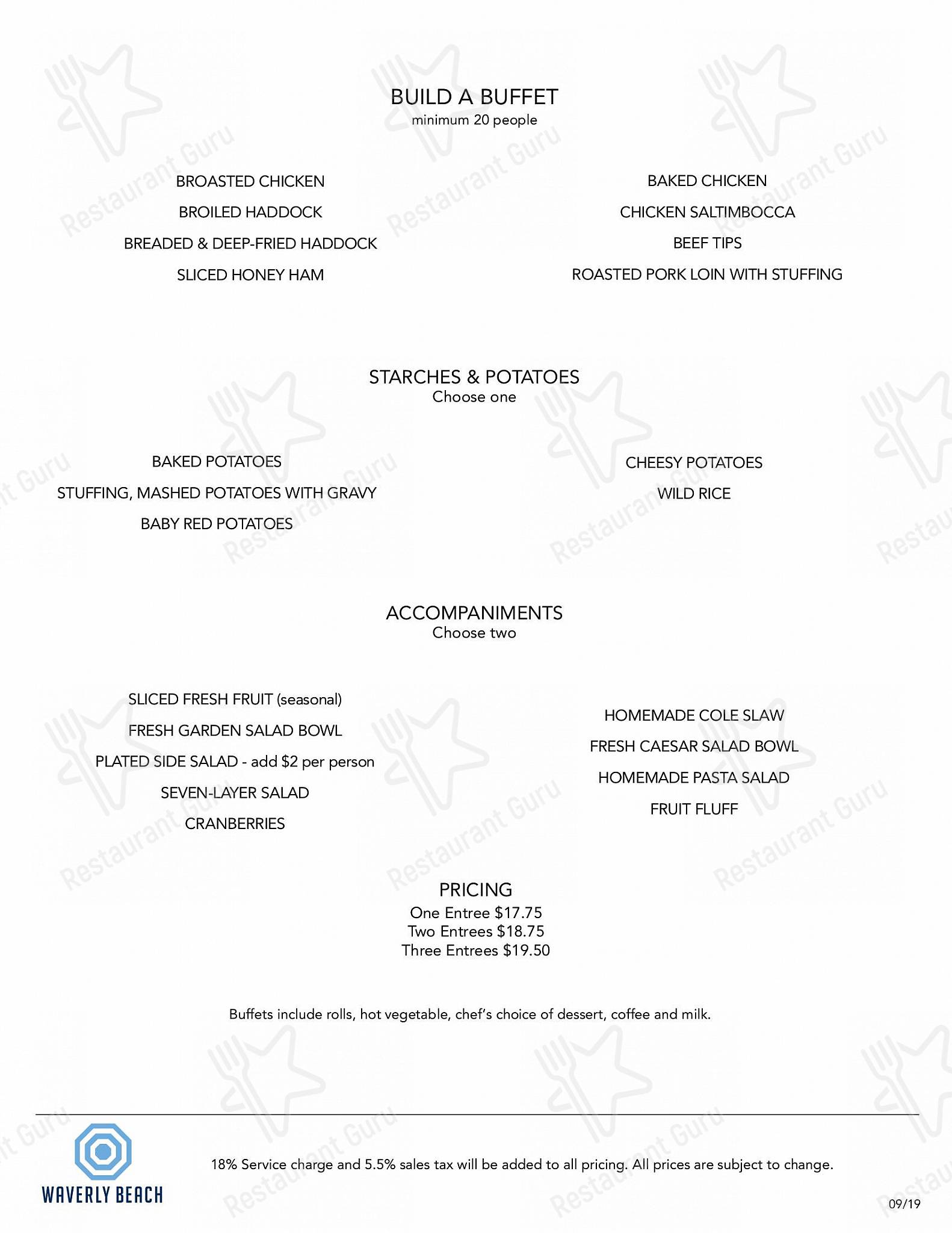 Menu at Waverly Beach Bar & Grille, Menasha, N8770 Fire Lane 1