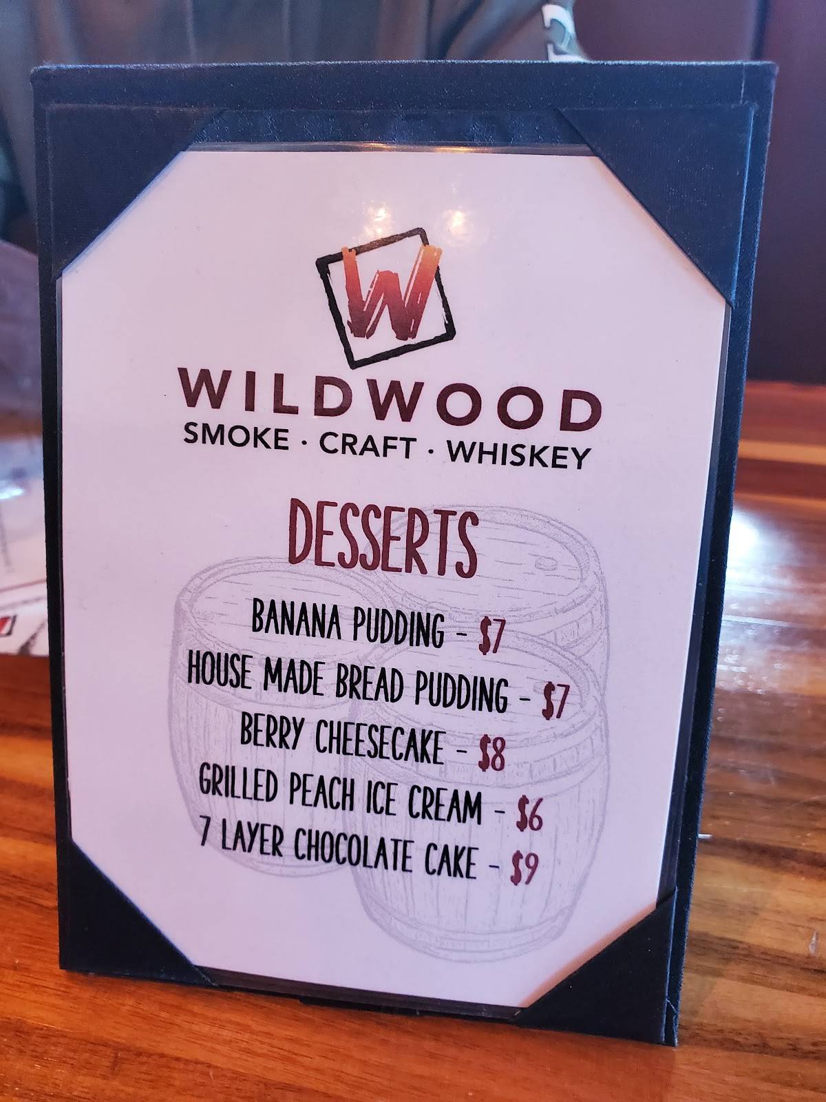 Menu at Wildwood Firewheel restaurant, Garland