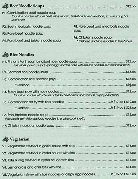 Menu at Yen Linh restaurant, Croydon Park, 131 Days Rd