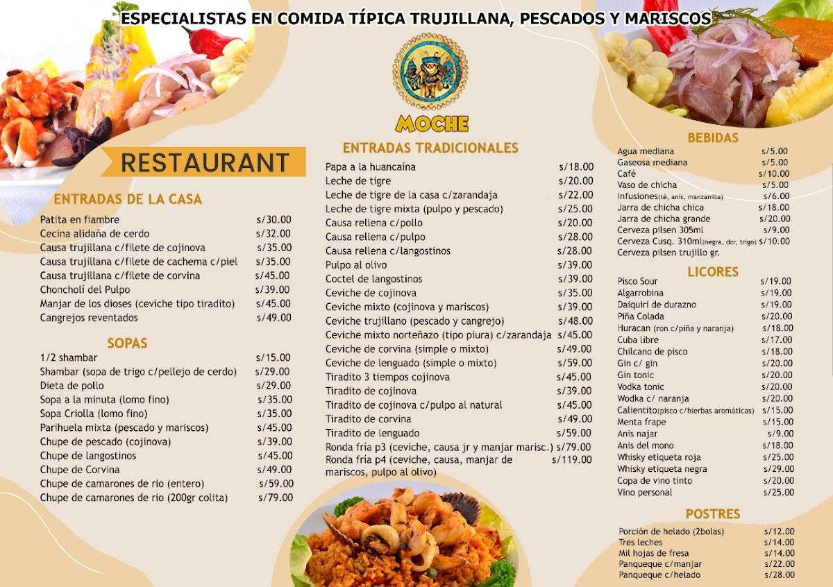 Carta de Restaurante Moche San Borja, San Borja, Av. San Luis 2203