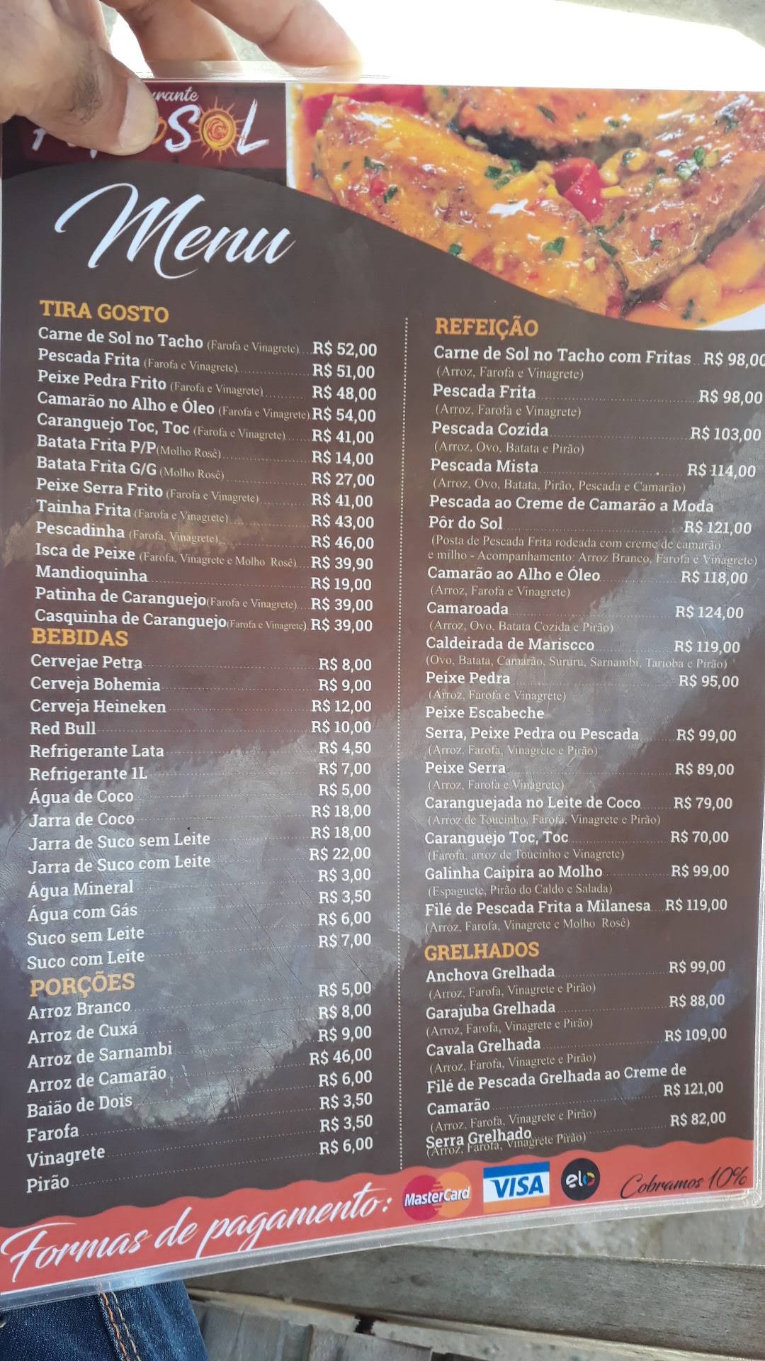 Menu at Restaurante Pôr do Sol, Raposa, Rua do Coqueiro ganhacho