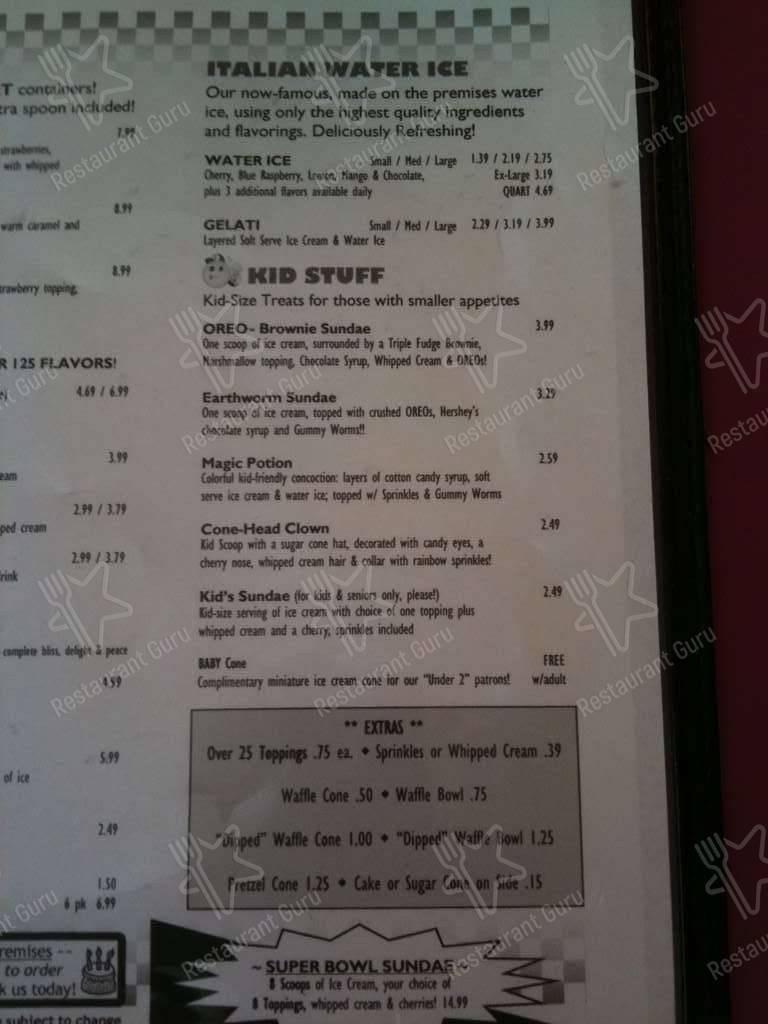 Menu at Chill Out desserts, Ridley Park
