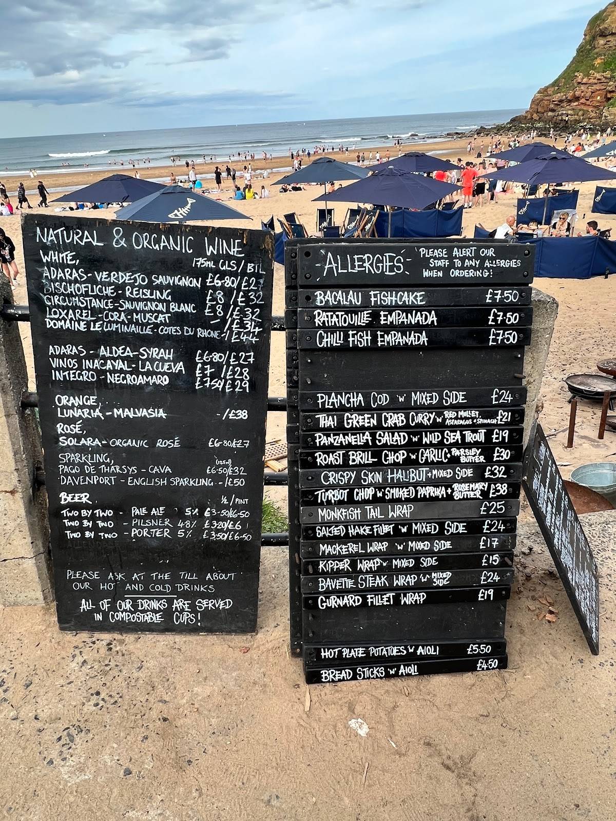 Menu at Riley's Fish Shack restaurant, Tynemouth