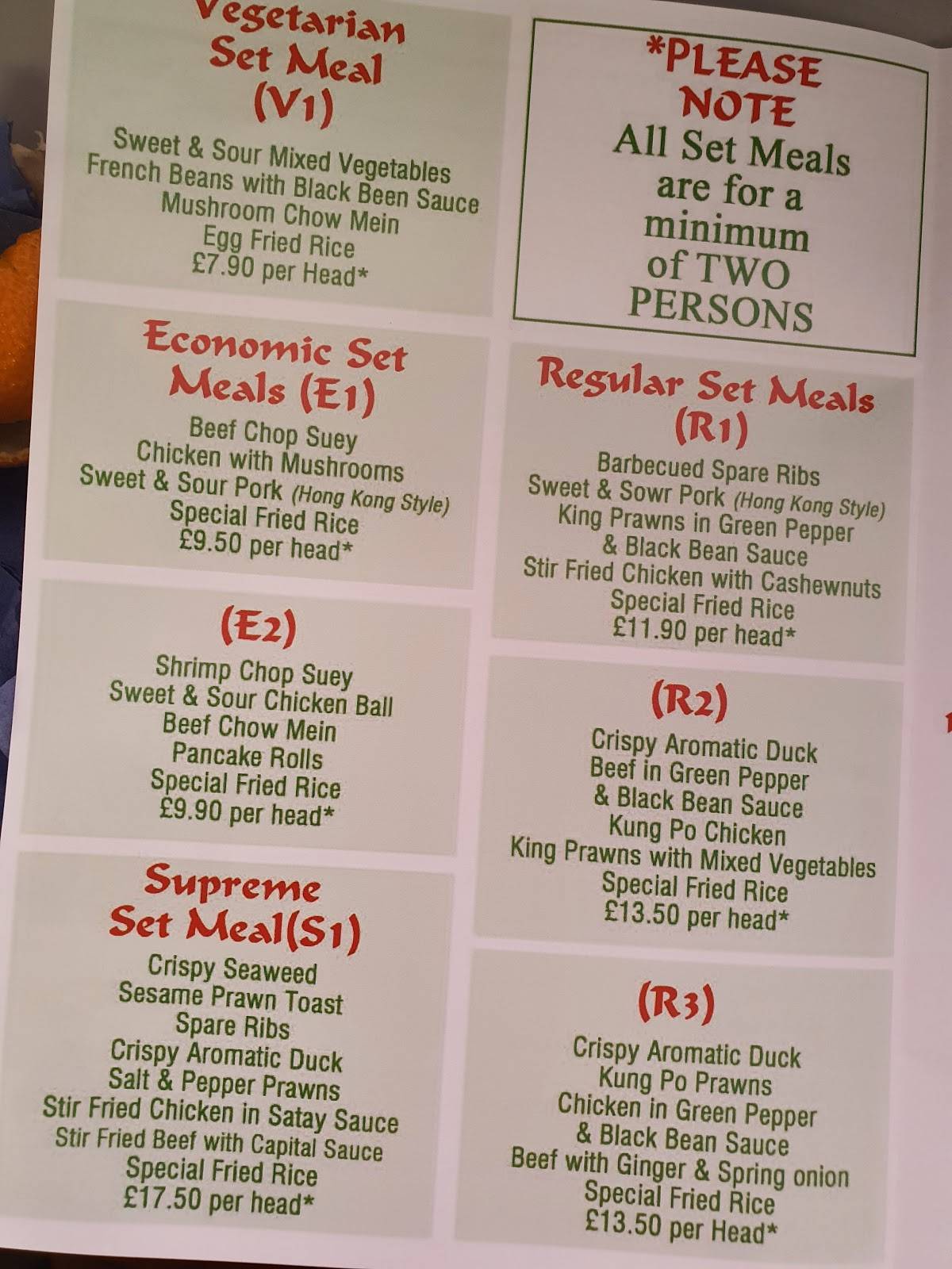Menu at Chinatown fast food, Ringwood