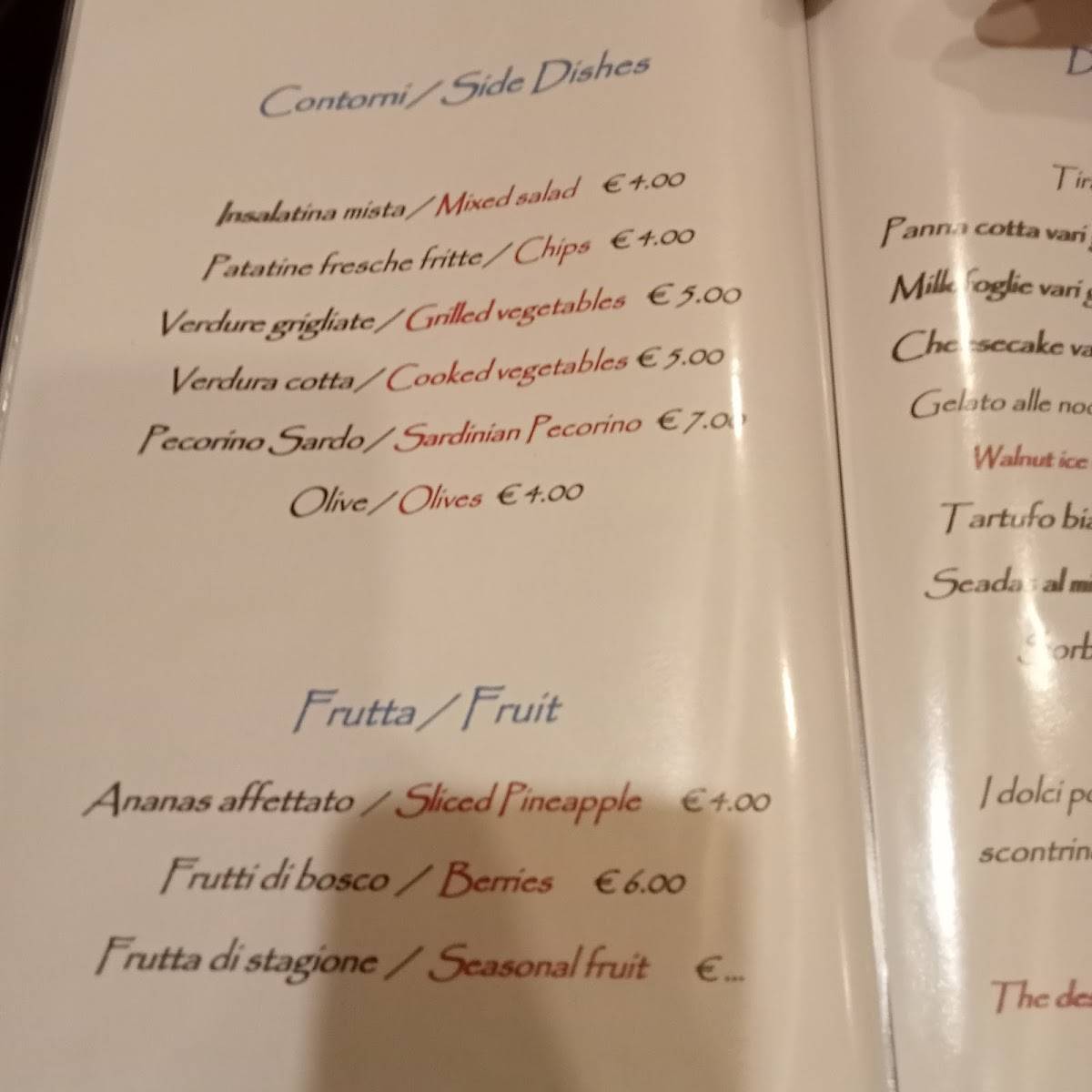 Menu da Ristorante La Terra e il Mare, Frascati