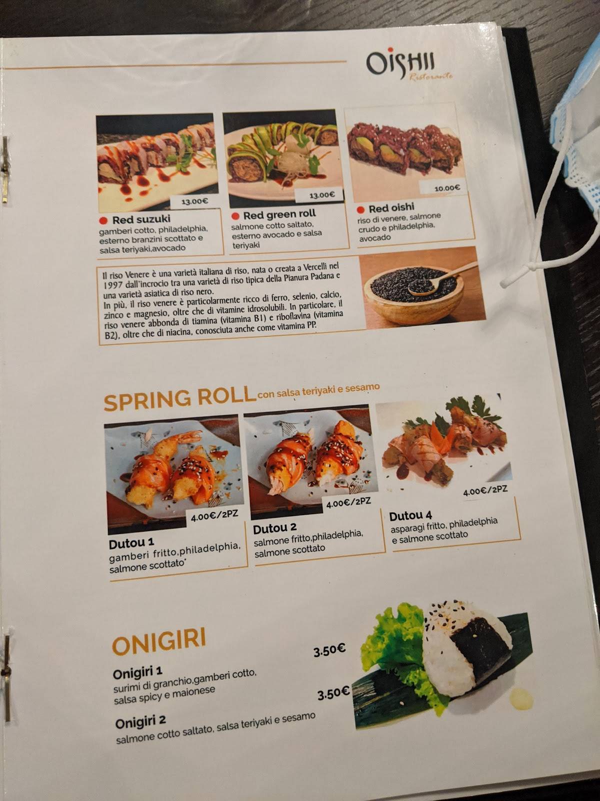Menu da Ristorante Oishii, Oristano