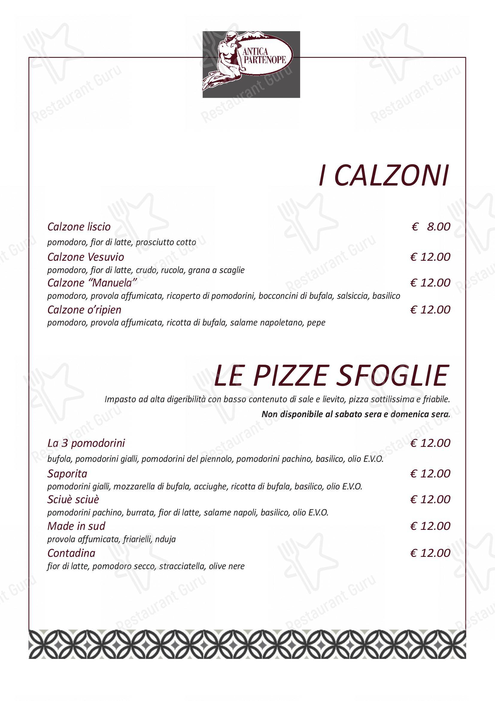 Menu da Antica Partenope pizzeria, Cesano Boscone