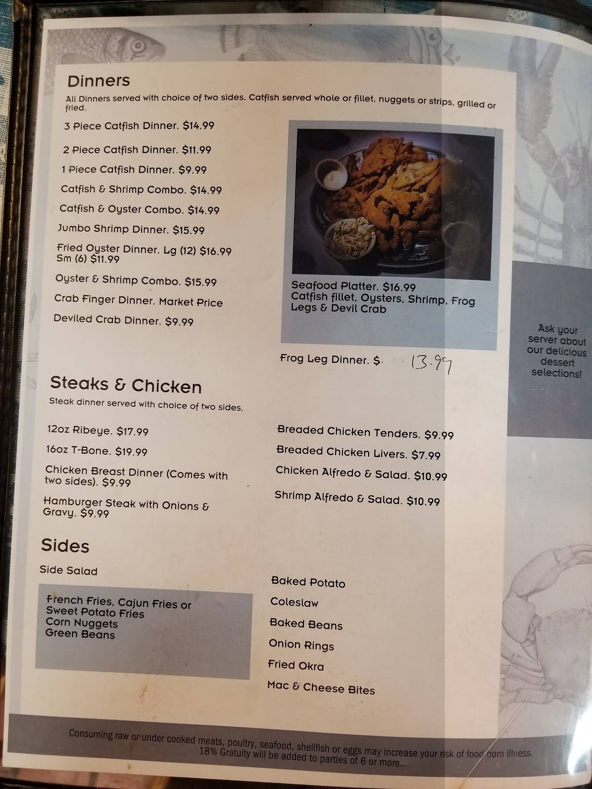 Menu at The Ark restaurant, Riverside, US-78