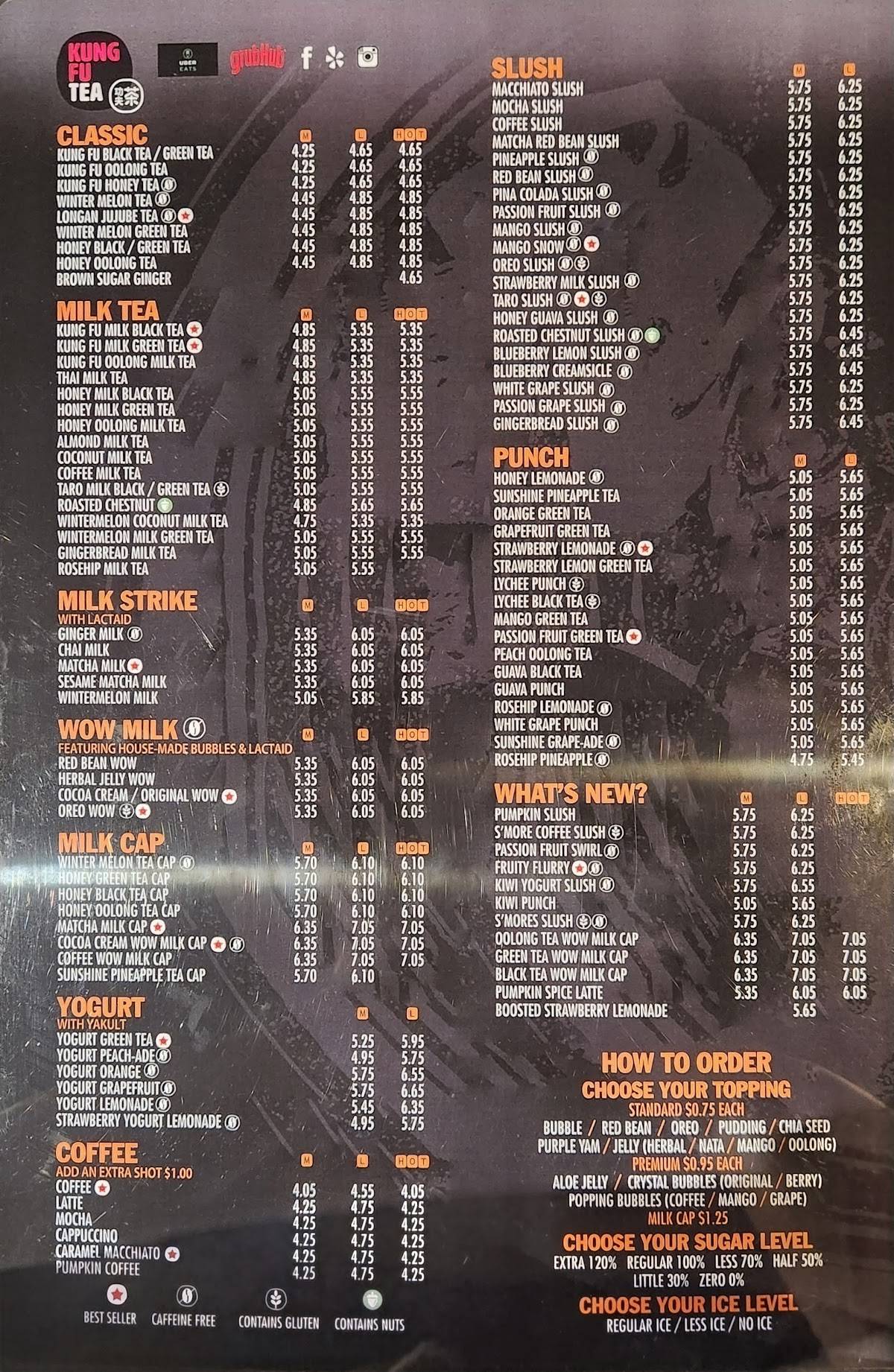 Menu at Token Ramen & Kung Fu Tea restaurant, Riverview
