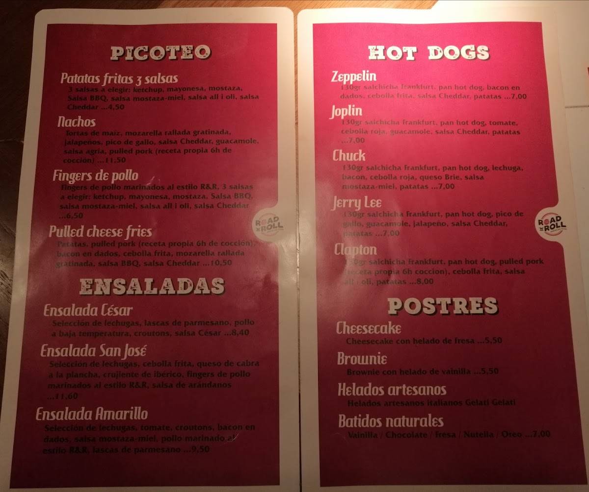 Carta del restaurante Road and Roll (Non stop kitchen), Bilbao