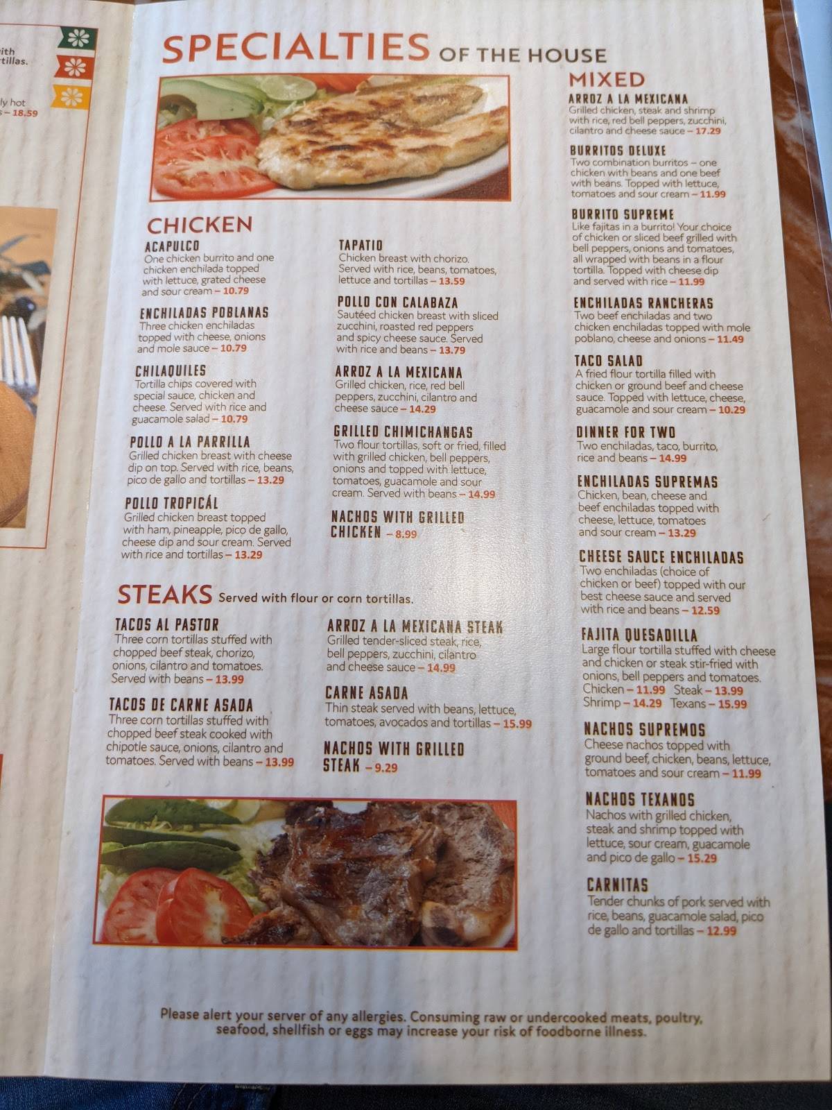 Menu at Rodeo Grande restaurant, Roanoke