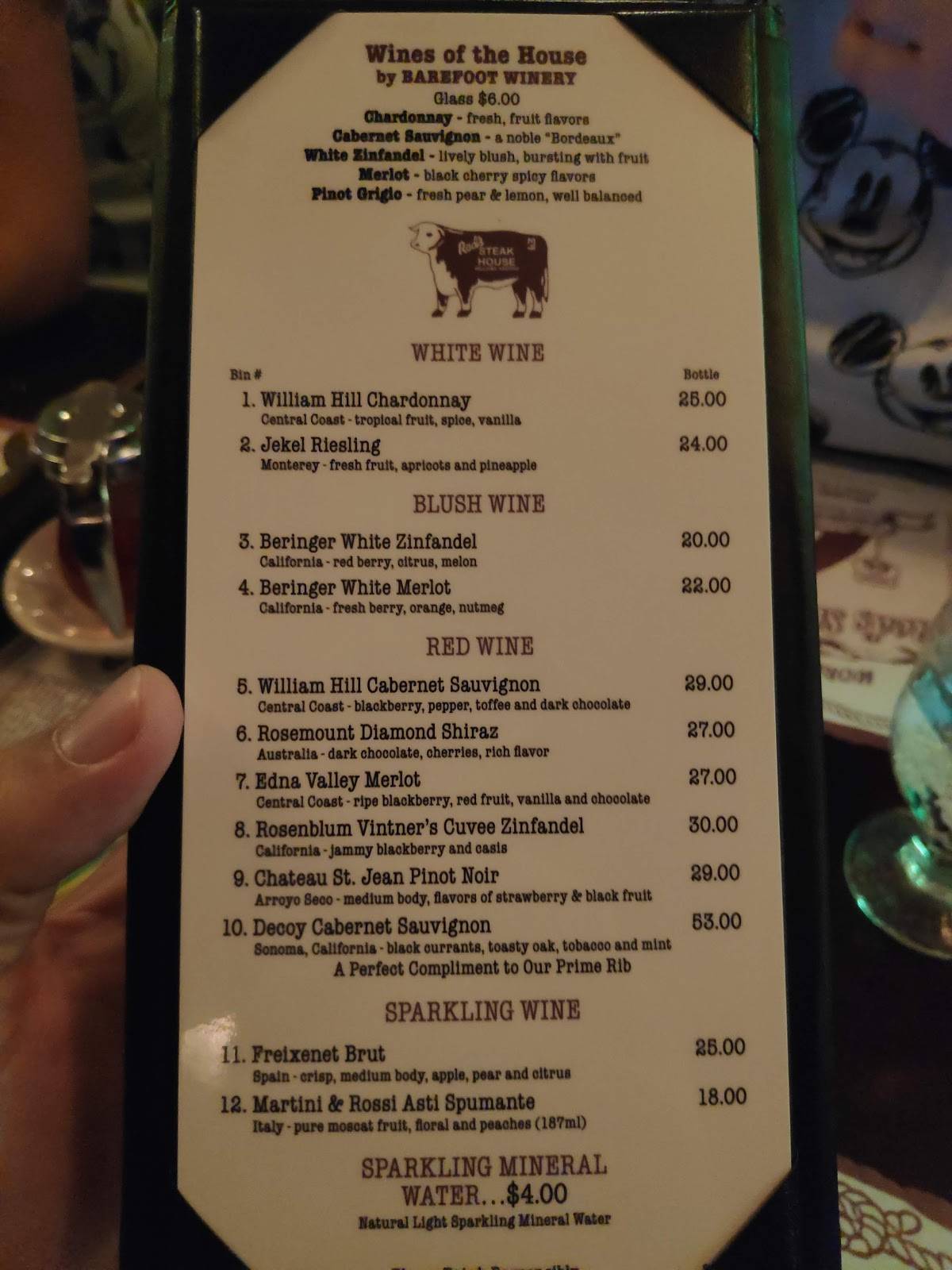 Menu at Rod's Steak House steakhouse, Williams