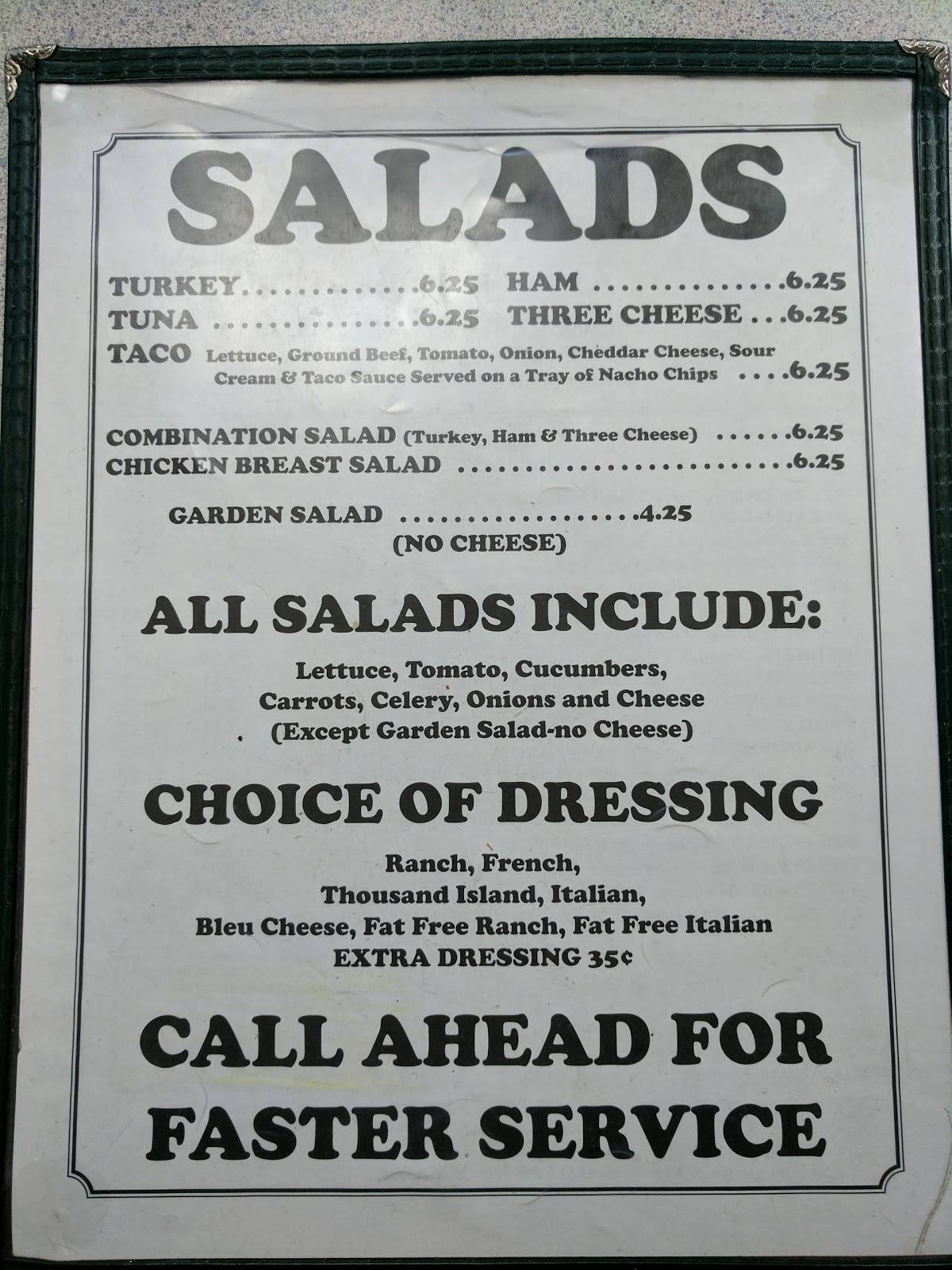 Menu at Captain Nemo's Sandwiches restaurant, Romulus