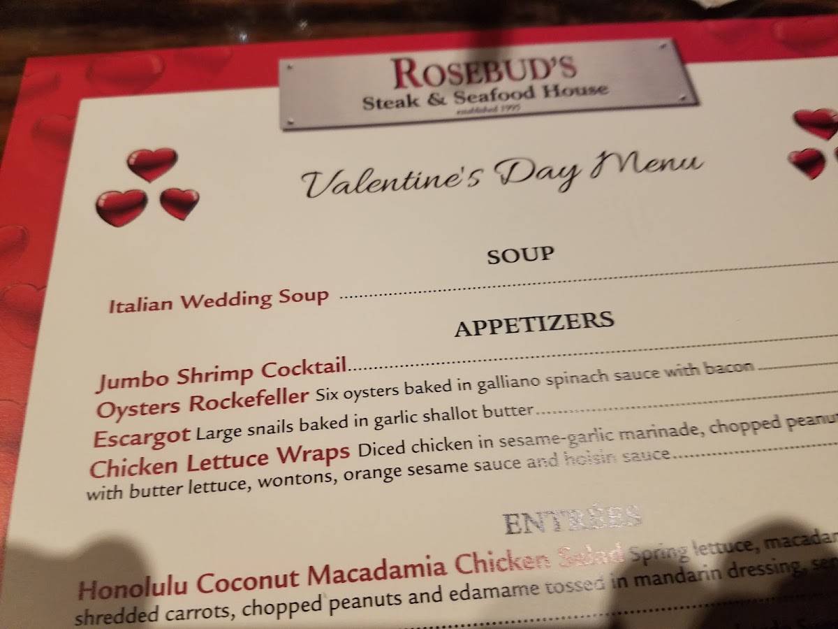 Menu at Rosebud's Steak and Seafood House steakhouse, Osprey