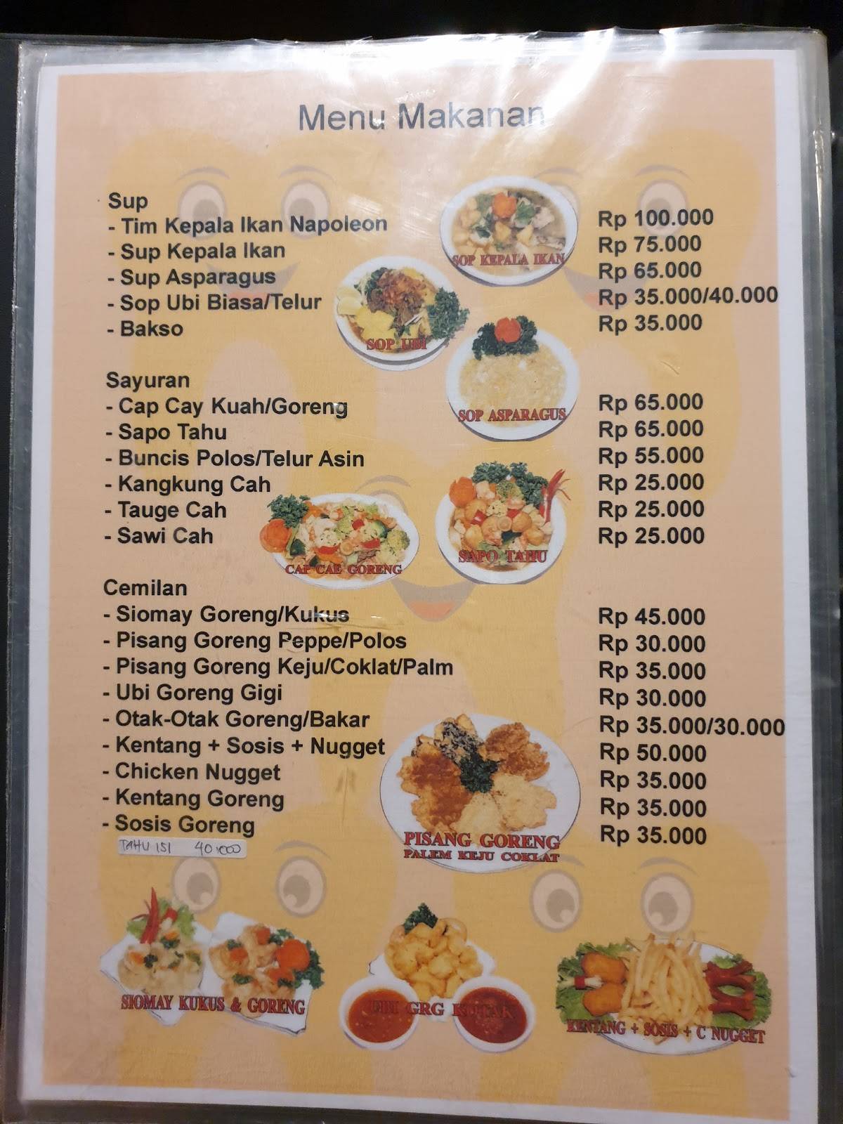 Menu at Rumah Makan Gigi restaurant, Makassar