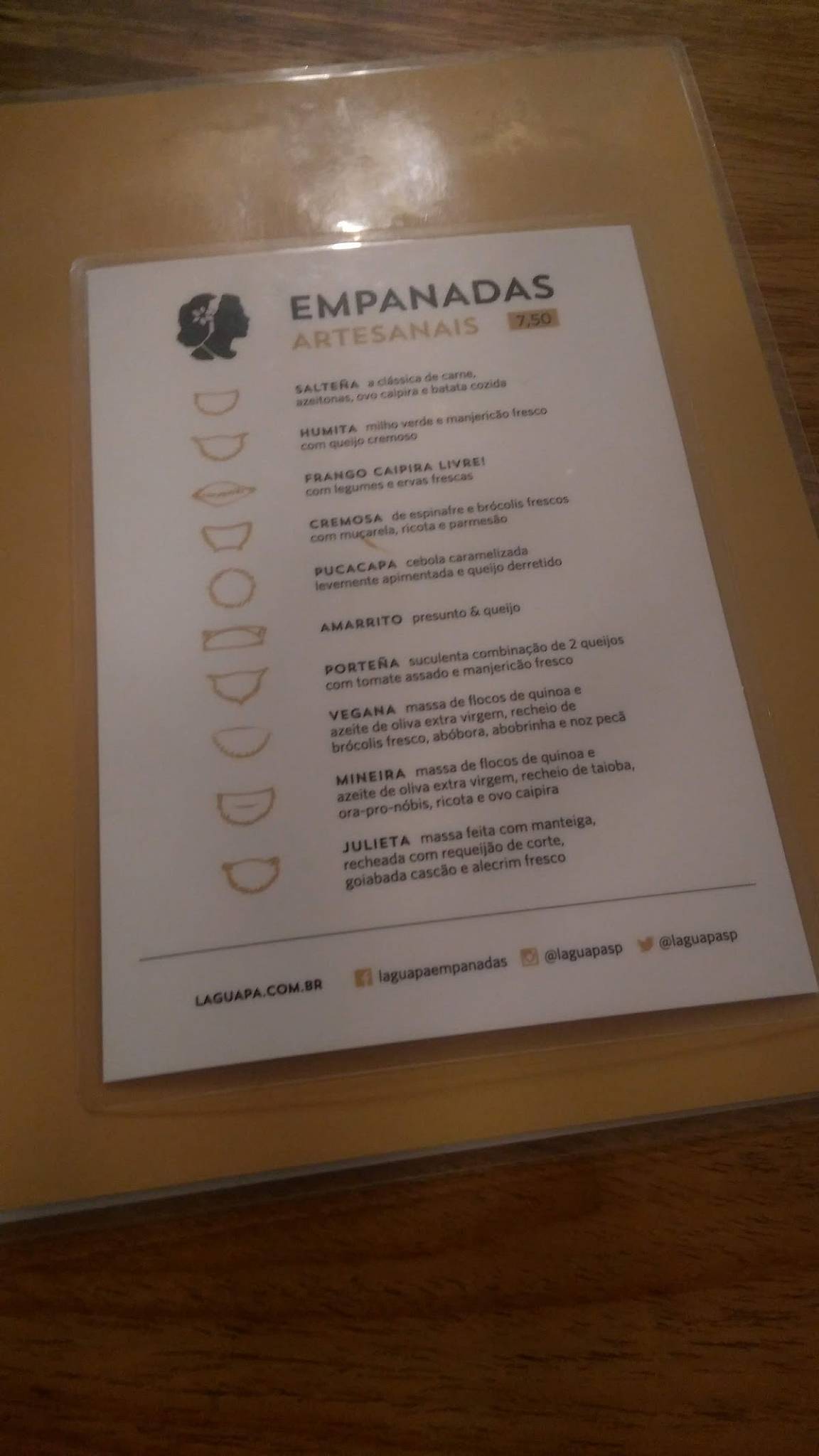 Menu em La Guapa Empanadas café, São Paulo, R. Bandeira Paulista