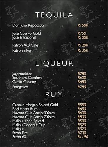 Menu at Saint Champagne Bar & Lounge - Nightclub, Cape Town