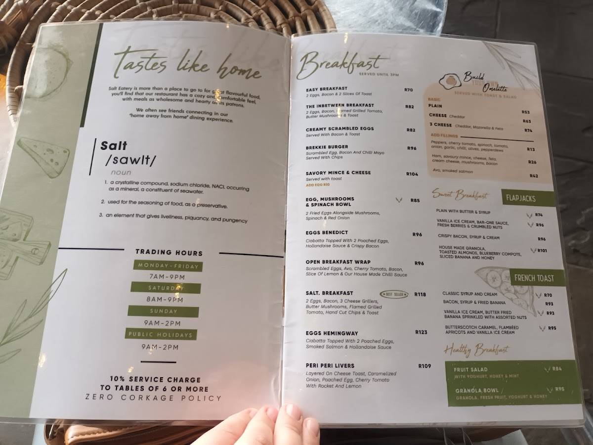 Menu at Salt. restaurant, East London