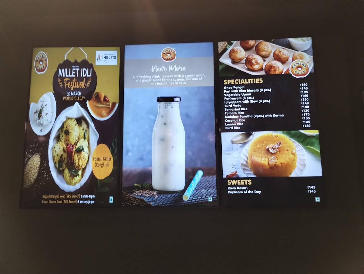 Menu at Sambar Cafe, Ahmedabad, Shivalik Business Centre