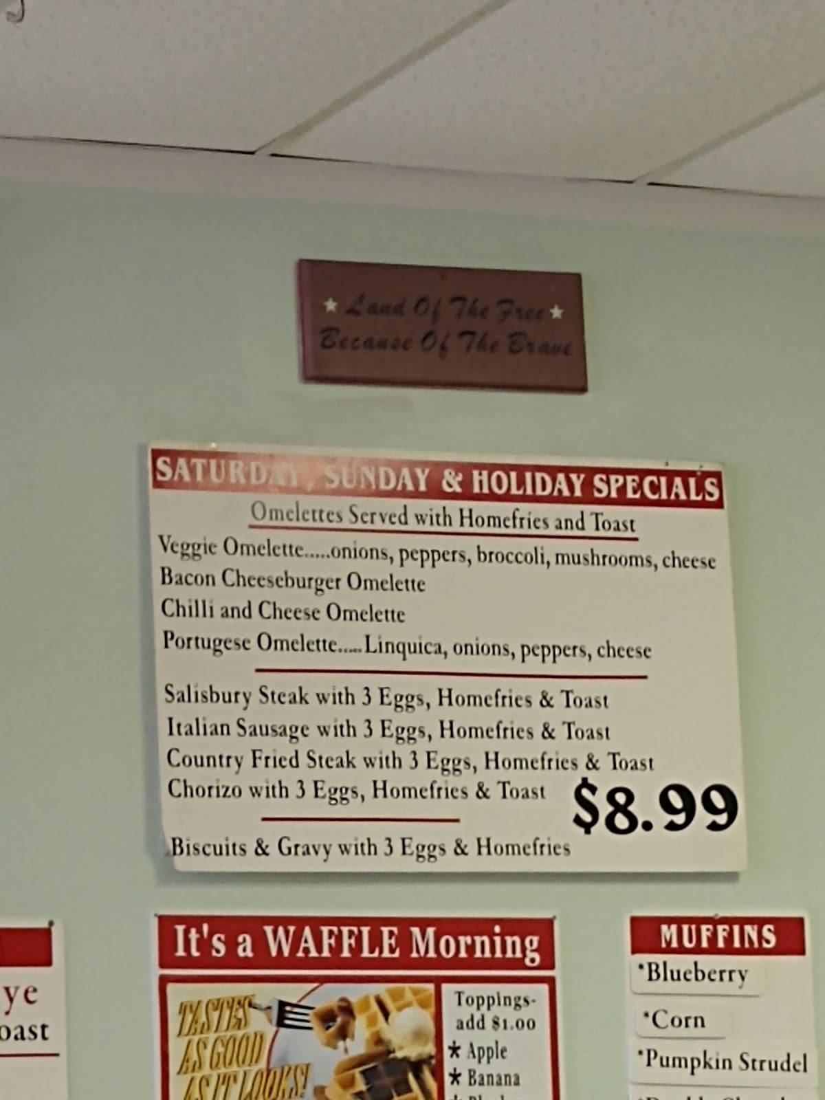 Menu at Sammy J's Boston's Best Breakfast cafe, Flagler Beach