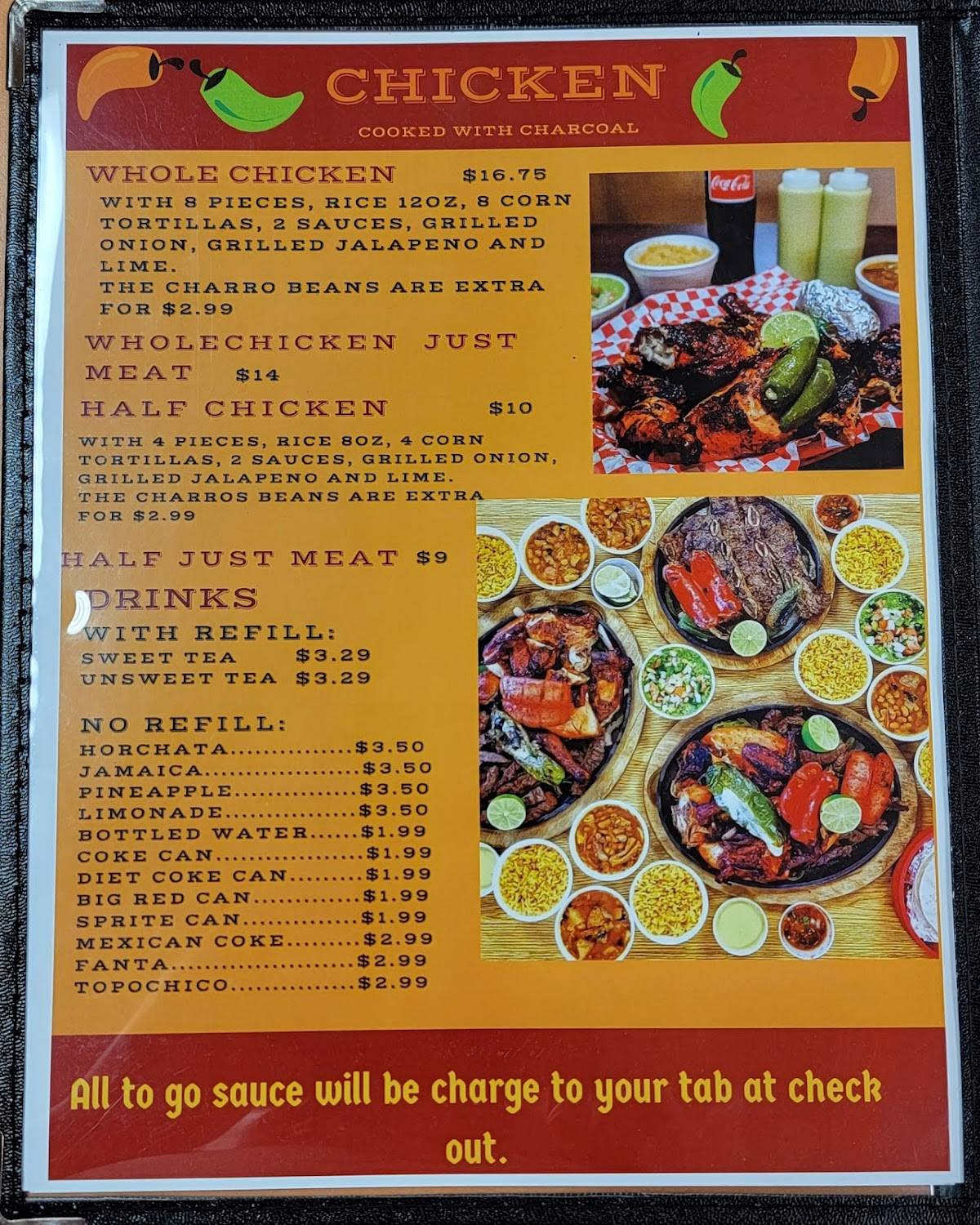 Menu at Pollos Asados Don Jose restaurant, San Antonio, Blanco Rd