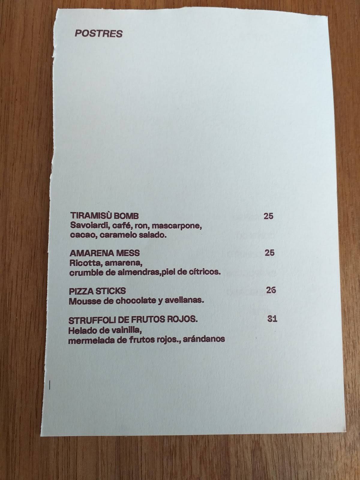 Carta del restaurante Rossa Pizza Appassionata, San Isidro