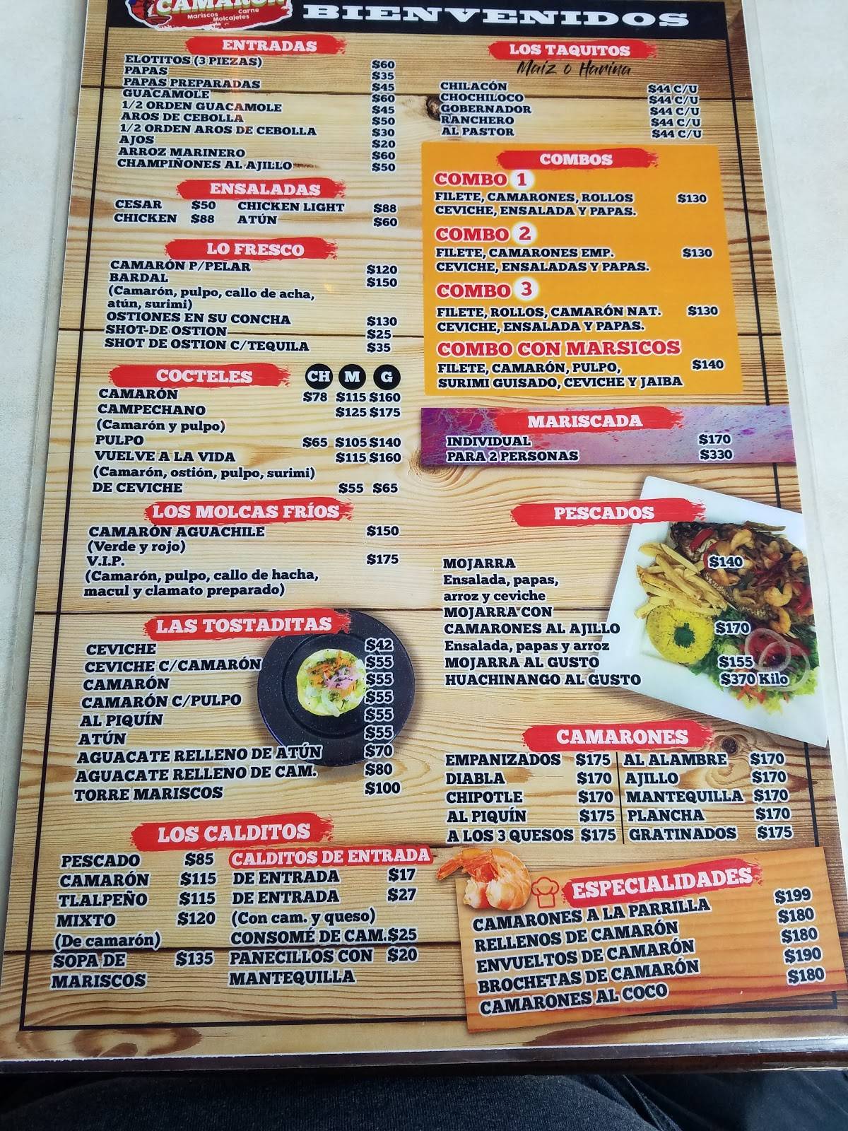 Carta del restaurante El Camarón, San Nicolás del los Garza, Av ...