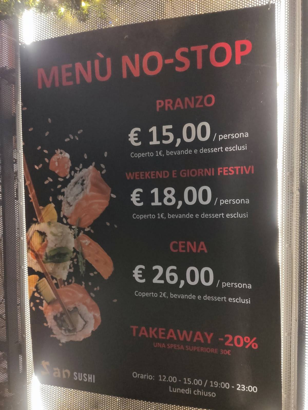 Menu da San Sushi ristorante, Orbassano