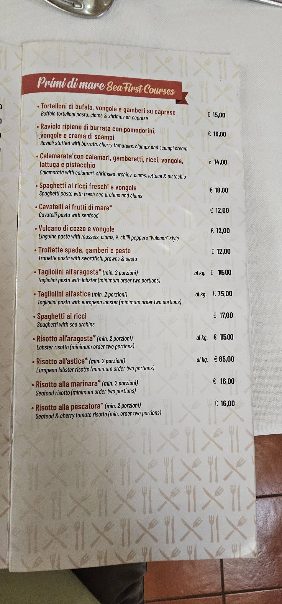 Menu da Ristorante Pizzeria "Il Vulcano", San Vito dei Normanni