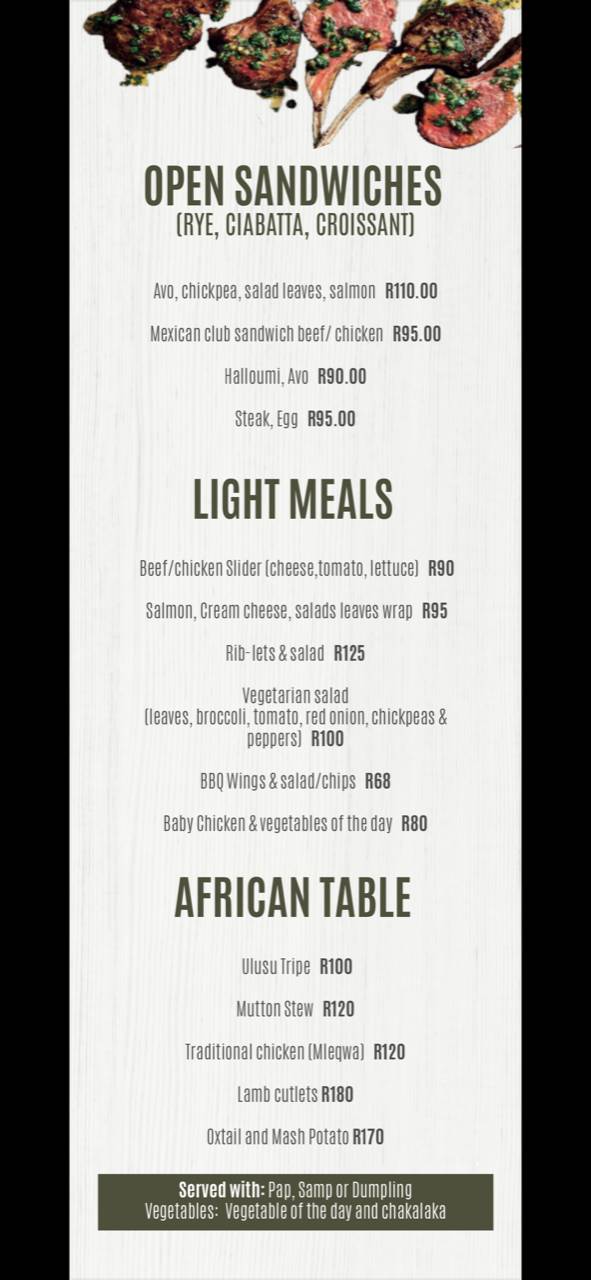Menu at The Harv Table by Leko Madlala restaurant, Sandton
