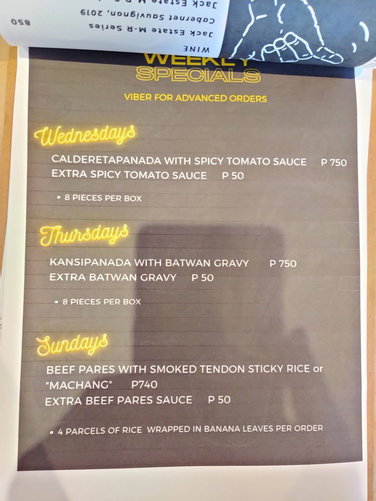 Menu at Sarsá Kitchen + Bar, Makati, 109 Rada