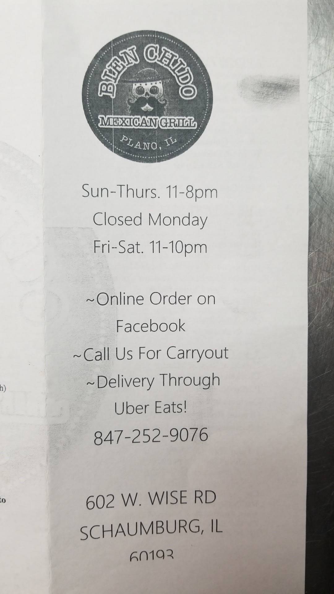 Carta del restaurante Bien Chidos Mexican Grill, Schaumburg