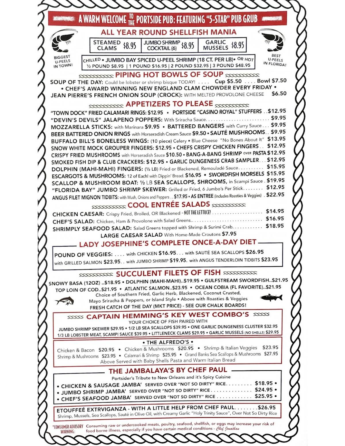 Menu at Portside Pub & Grille, Sebastian