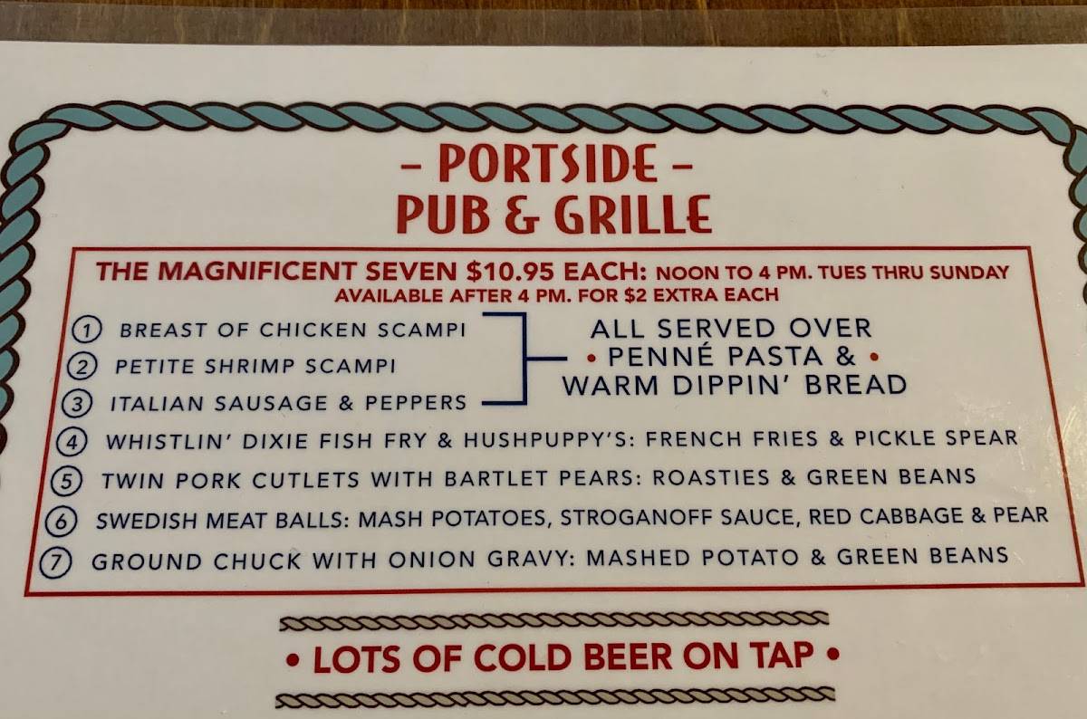 Menu at Portside Pub & Grille, Sebastian