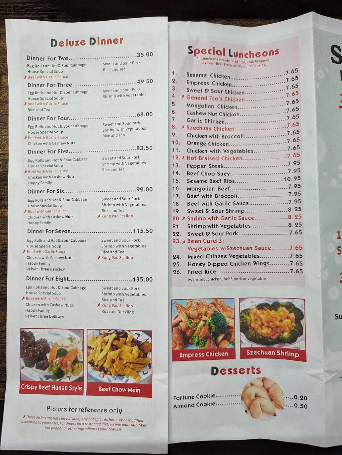 Menu at Sesame restaurant, Crestwood