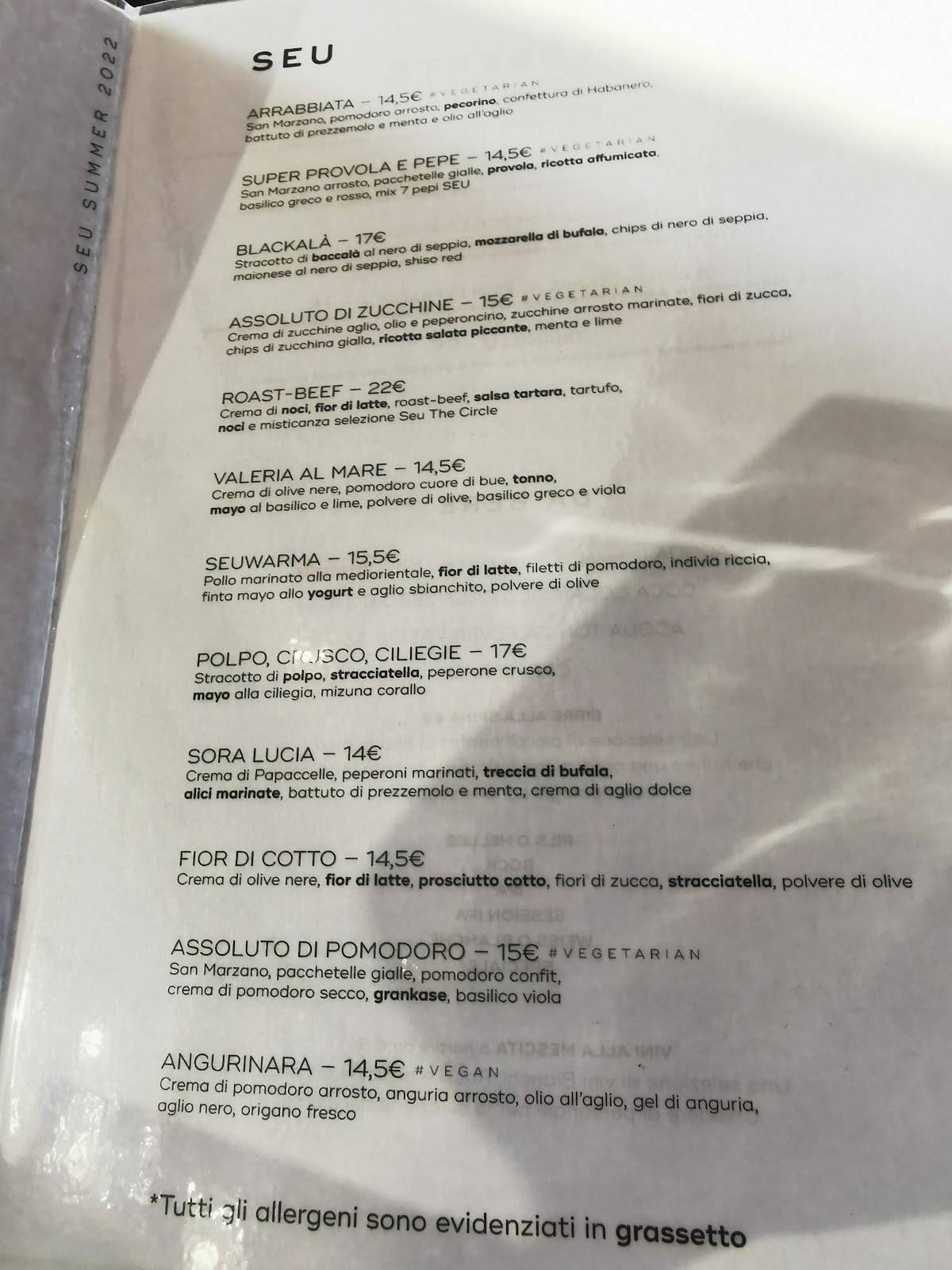Menu at Seu Pizza Illuminati pizzeria, Rome