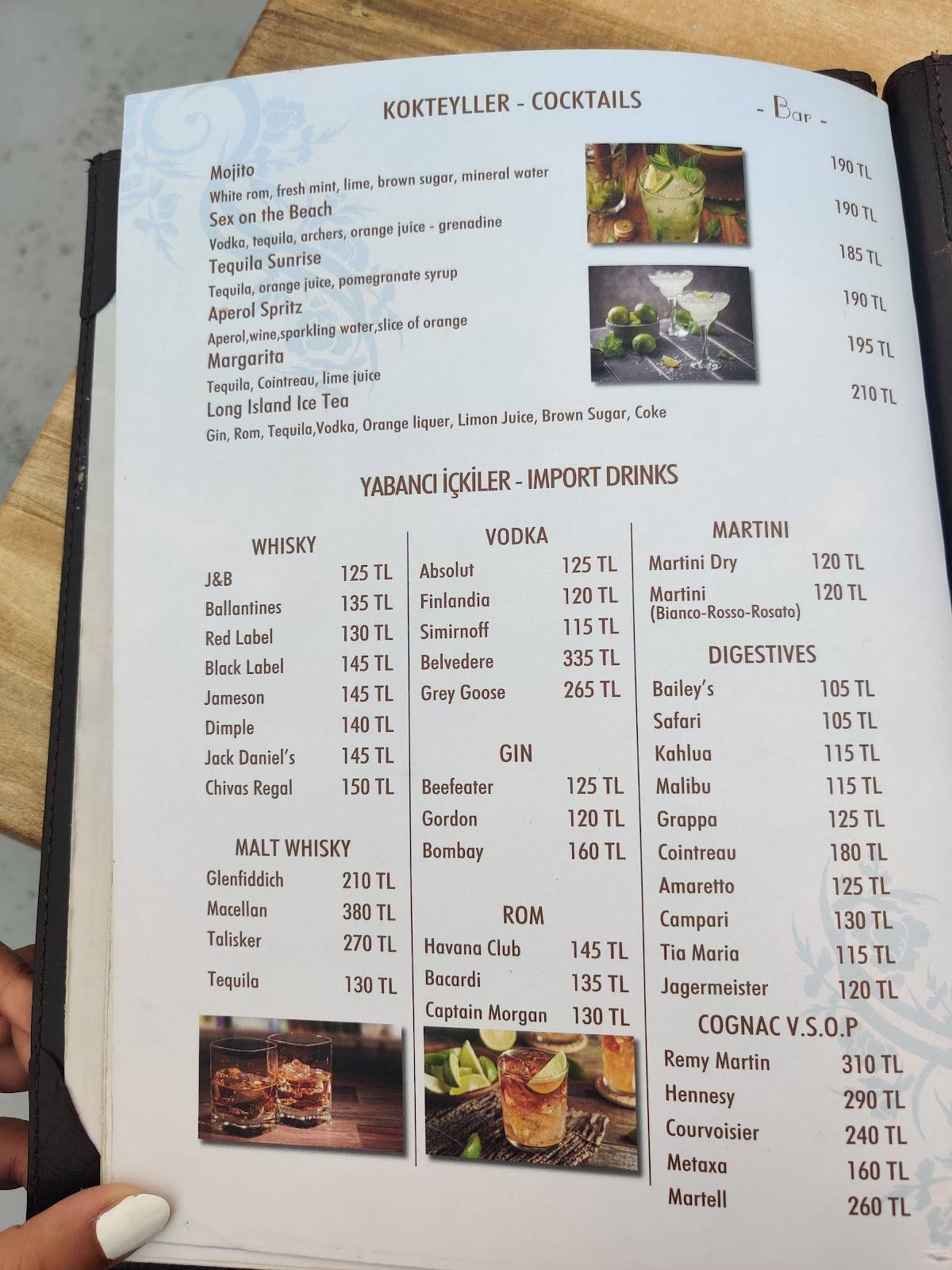 Menu at Seven Hills Restaurant, Istanbul