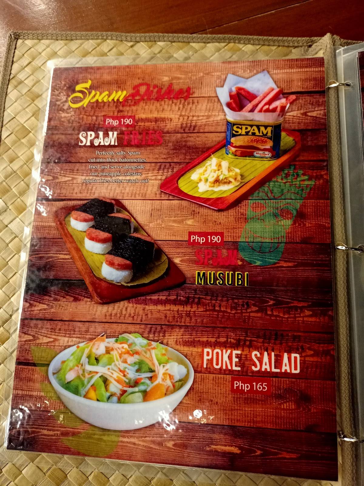 Menu at Shaka Hawaiian Restaurant, Dumaguete